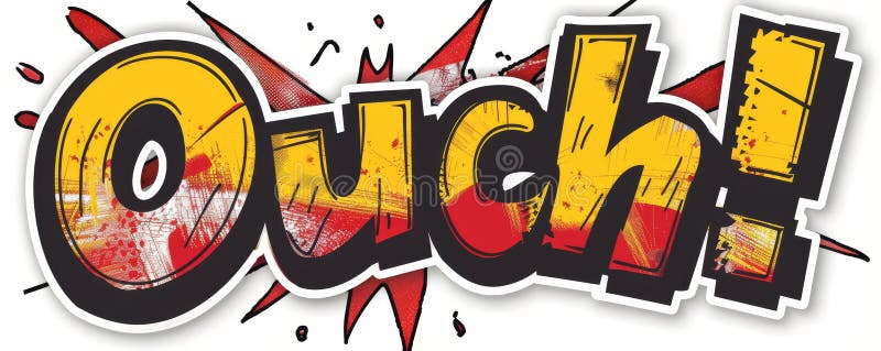 Comic Book Style Word Ouch! with Dynamic Red and Yellow Background ...