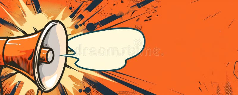 Comic Book Style Illustration of a Megaphone with Speech Bubble on ...