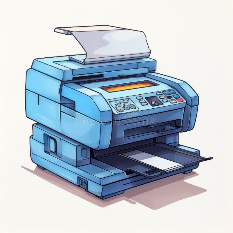 Comic Book Style Illustration of Printer with Paper Sheet Stock ...