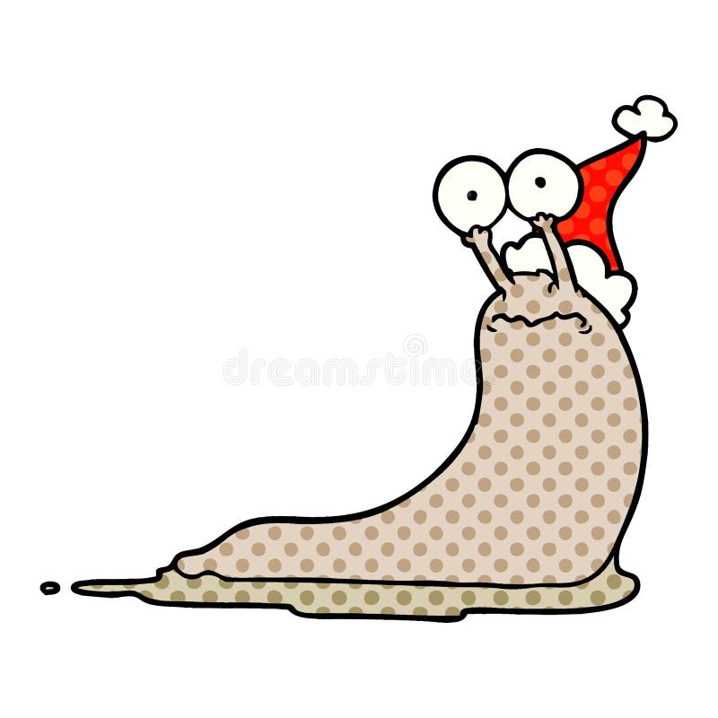Comic Book Style Illustration of a Slug Wearing Santa Hat Stock Vector ...