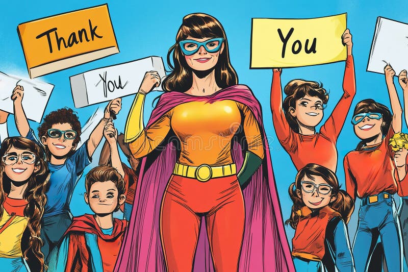 Comic Book Style Illustration in Which a Superhero Teacher Stock ...