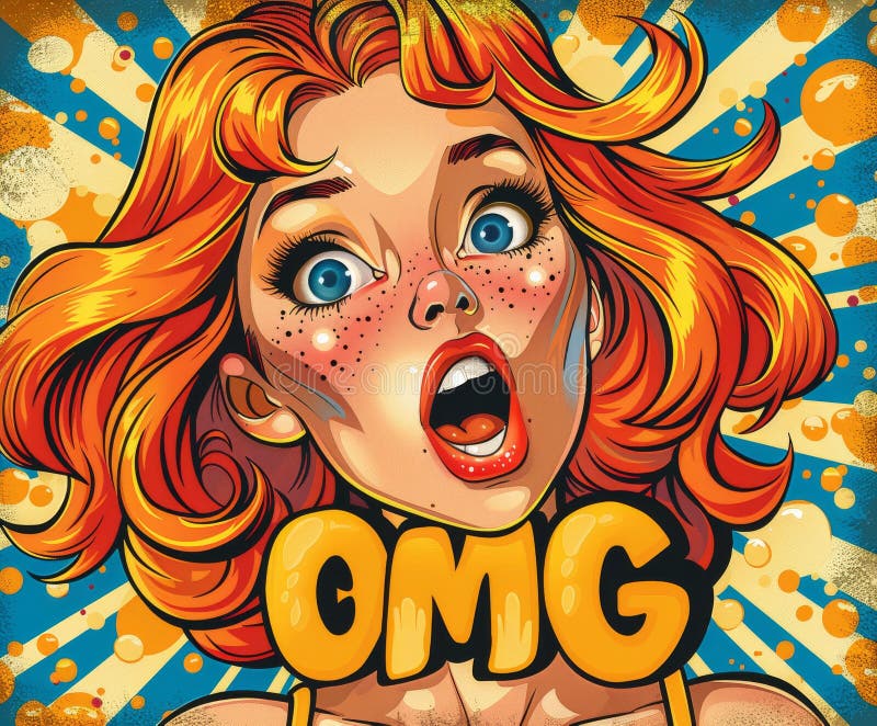 Comic Book Style OMG Word Art with Bold Colors and Dynamic Design Stock ...