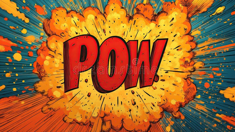 Comic Book Style POW Explosion with Radiating Energy and Splatters ...