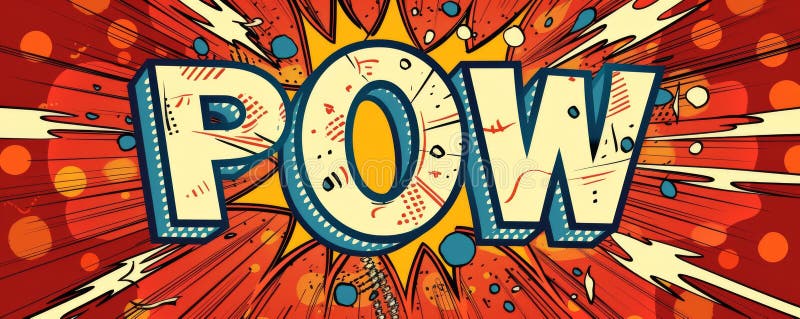 Comic Book Style POW Expression with Explosive Yellow and Red ...