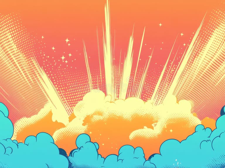 Comic Book Style Retro Background with an Explosion Burst and Right ...