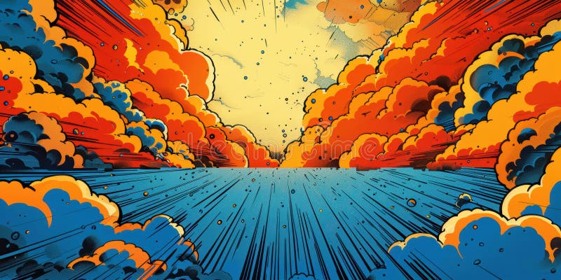 Comic Book Style Sky Explosion. Created by Generative Artificial ...