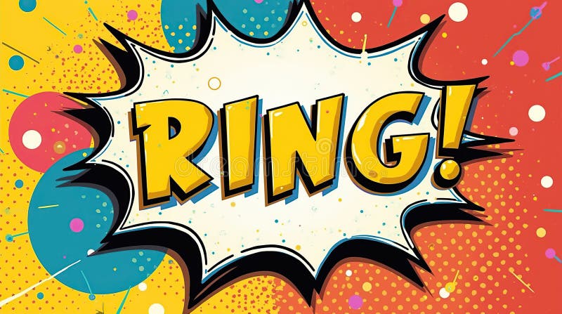 Comic Book Style Speech Bubble with Bold Yellow Ring Text Stock ...