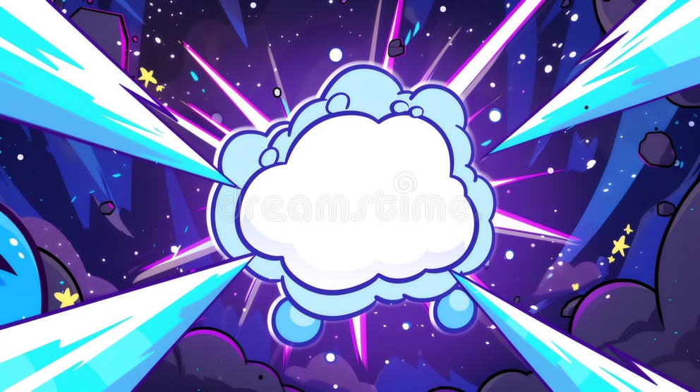 Comic Book Style Speech Bubble Exploding in the Space with Blank Cloud ...
