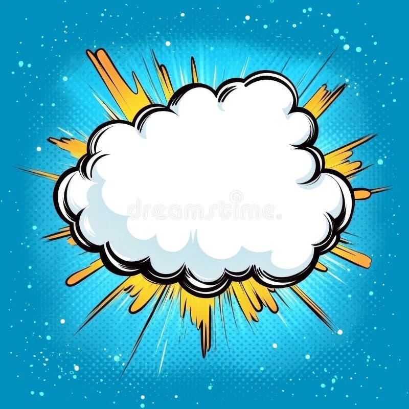 Comic Book Style Speech Bubble with Explosion Effect on Vibrant Blue ...