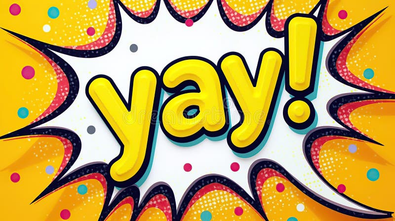 Comic Book Style Speech Bubble Shouting Yay in Yellow Letters Stock ...