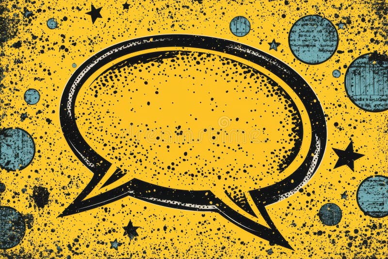 Comic Book-style Speech Bubble on Yellow Background with Stars and ...