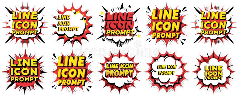 Comic Book Style Speech Bubbles with Line Icon Prompt Text on a White ...
