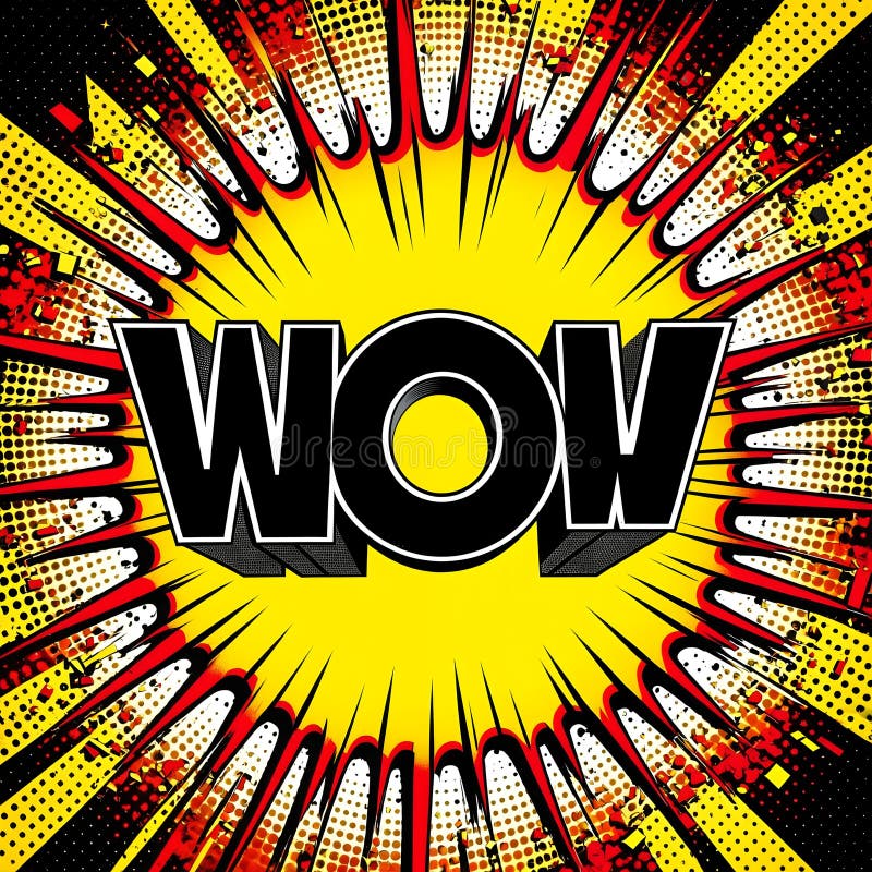 Comic Book Style WOW Text Explosion - Pop Art Expression in Yellow and ...