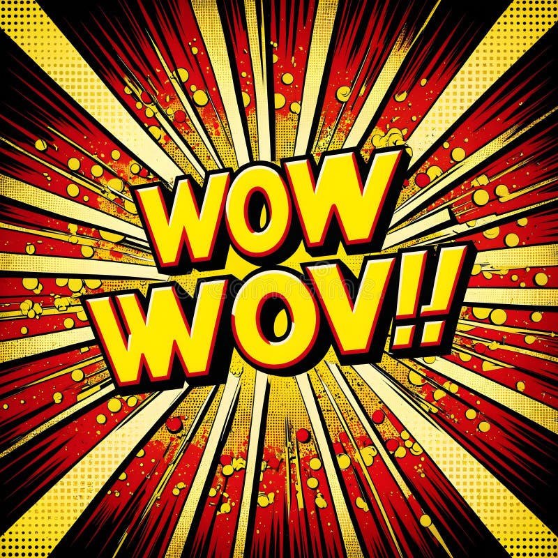 Comic Book Style WOW Text Explosion - Retro Pop Art Burst with Halftone ...