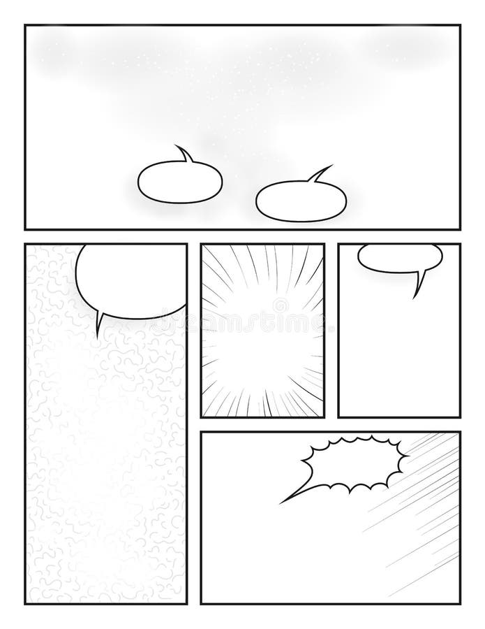 Comic Book Template for Drawing Stories with Halftone Effects and ...