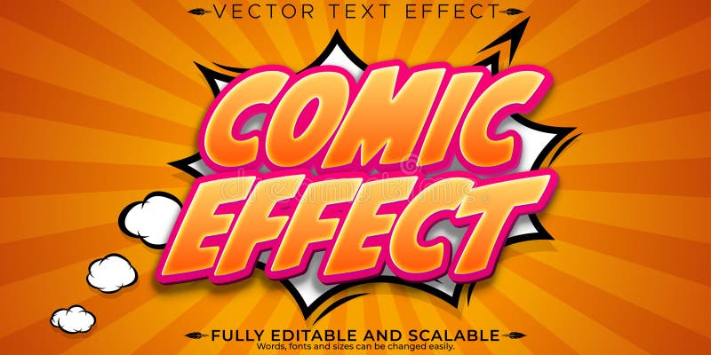 Comic Book Text Effect, Editable Cartoon and Pop Art Text Style Stock ...