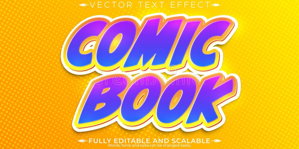 Comic Book Text Effect, Editable Cartoon and Pop Art Text Style Stock ...
