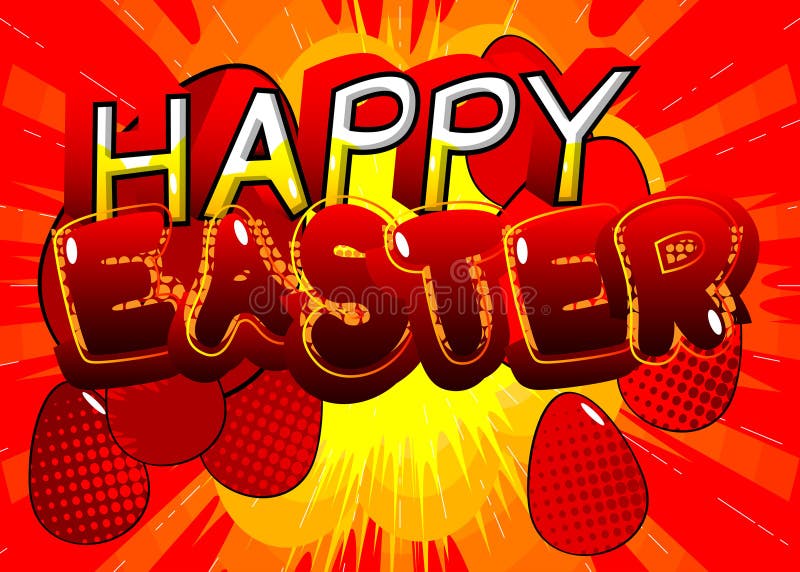 Comic Book Vector Illustrated Retro Happy Easter Poster, Pop Art ...