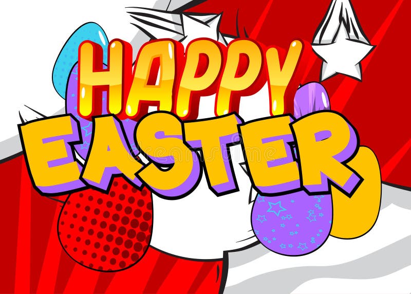 Comic Book Vector Illustrated Retro Happy Easter Poster, Pop Art ...