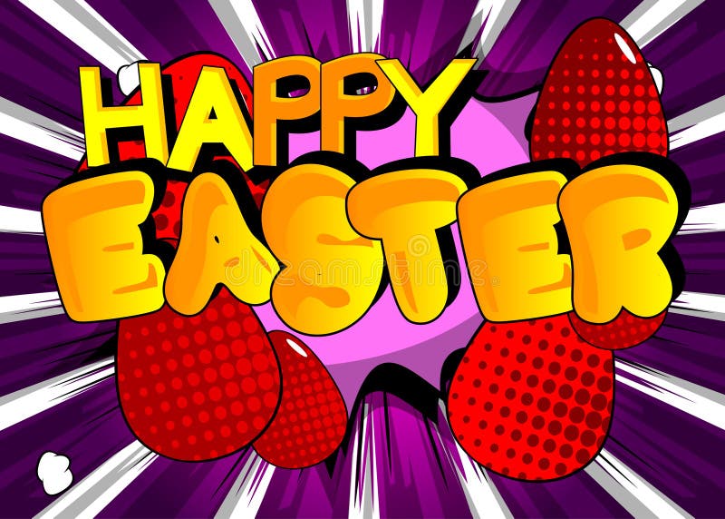 Comic Book Vector Illustrated Retro Happy Easter Poster, Pop Art ...
