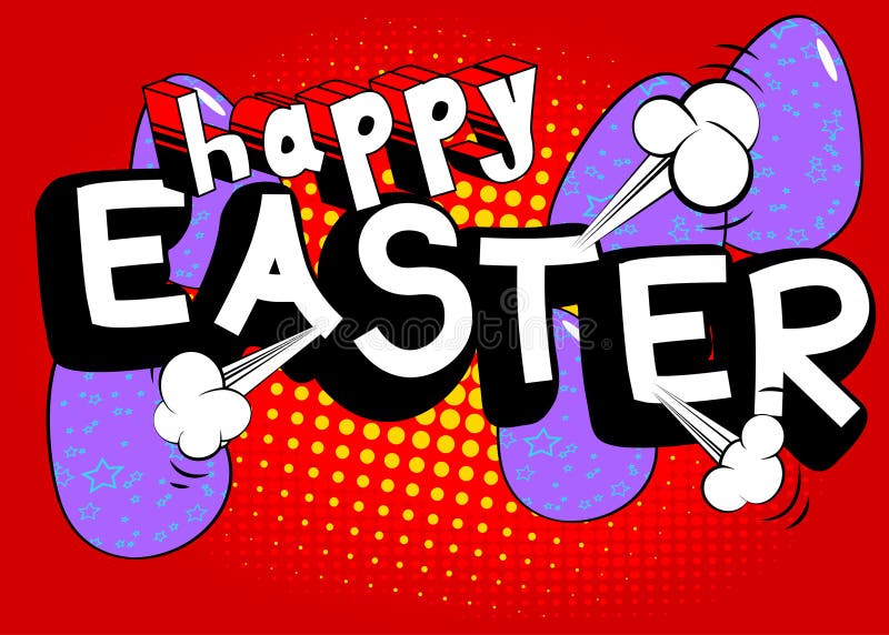 Comic Book Vector Illustrated Retro Happy Easter Poster, Pop Art ...