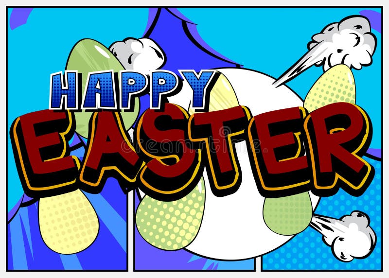 Comic Book Vector Illustrated Retro Happy Easter Poster, Pop Art ...
