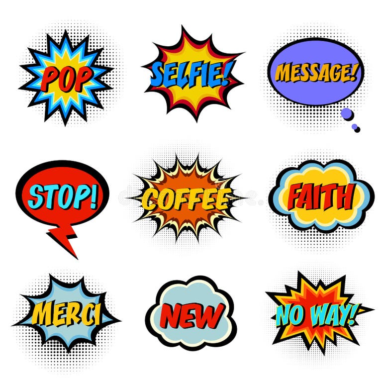 Comic Book Words. Comic Speech Bubble Set Stock Vector - Illustration ...