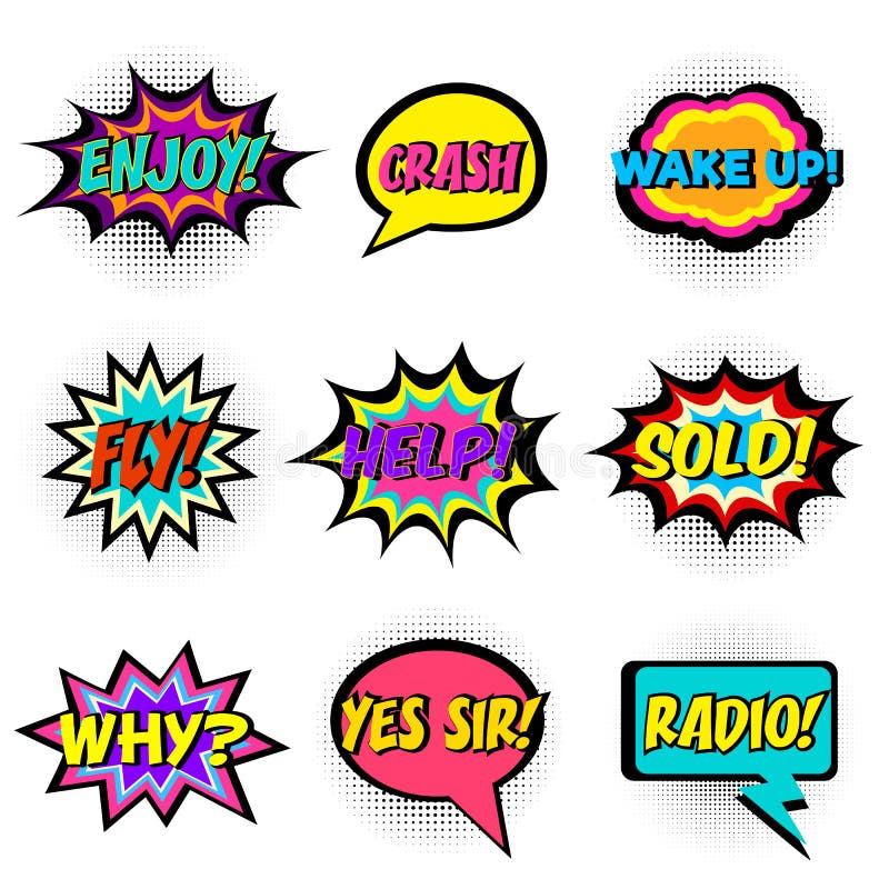 Comic Book Words. Comic Speech Bubble Set Stock Vector - Illustration ...