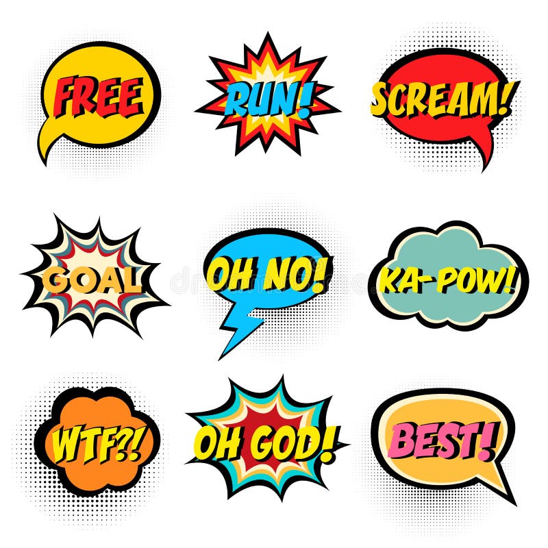 Comic Book Words. Comic Speech Bubble Set Stock Vector - Illustration ...