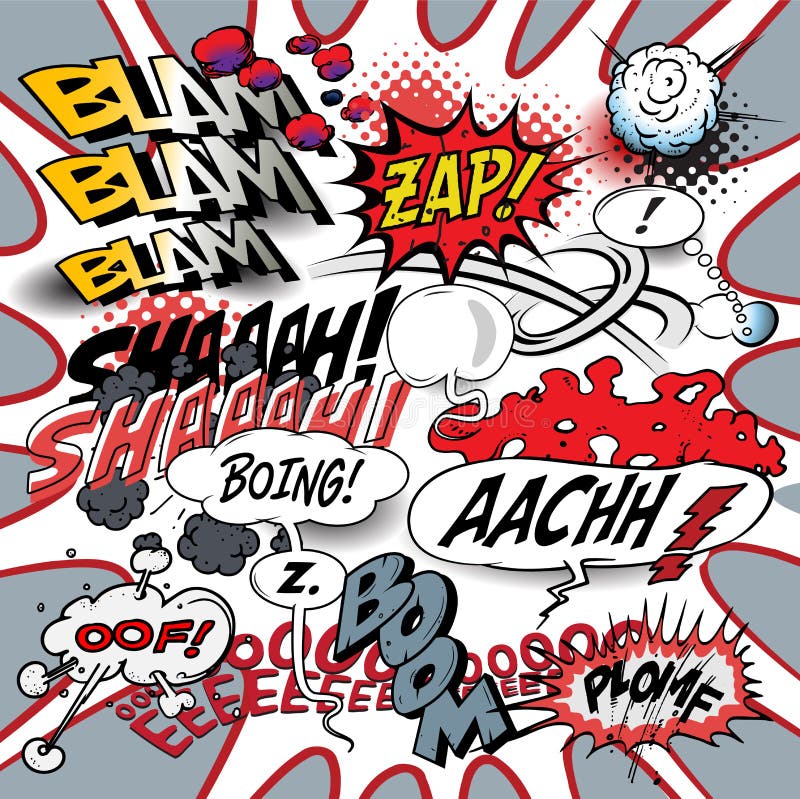 Comic Book Words Explosions Stock Vector - Illustration of halftone ...