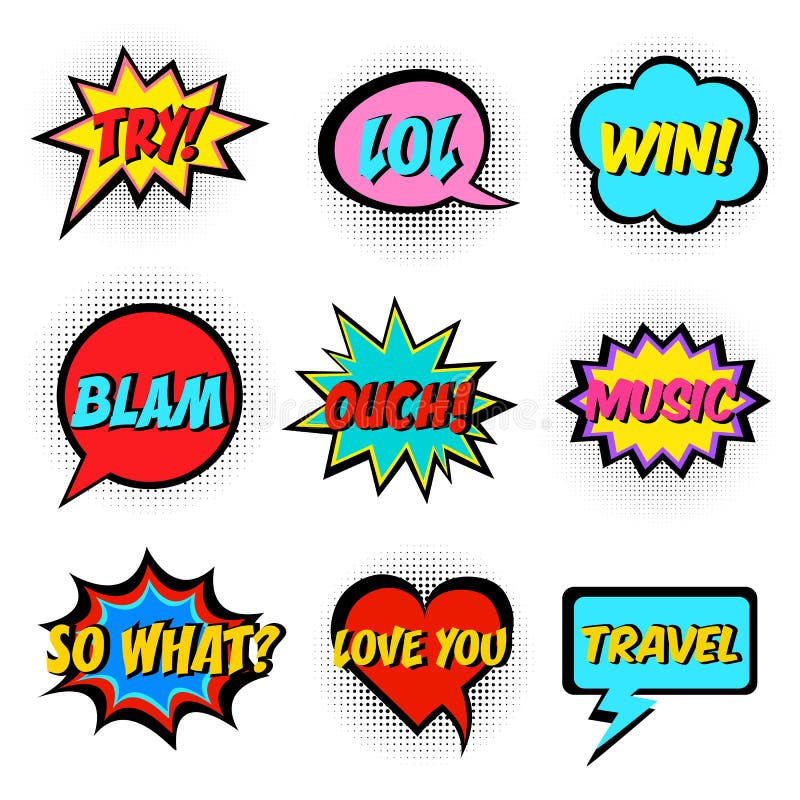 Comic Book Words. Comic Speech Bubble Set Stock Vector - Illustration ...
