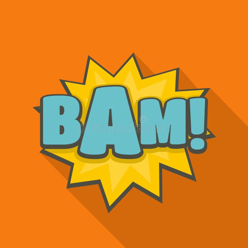 Comic Boom Bam Icon, Flat Style Stock Illustration - Illustration of ...