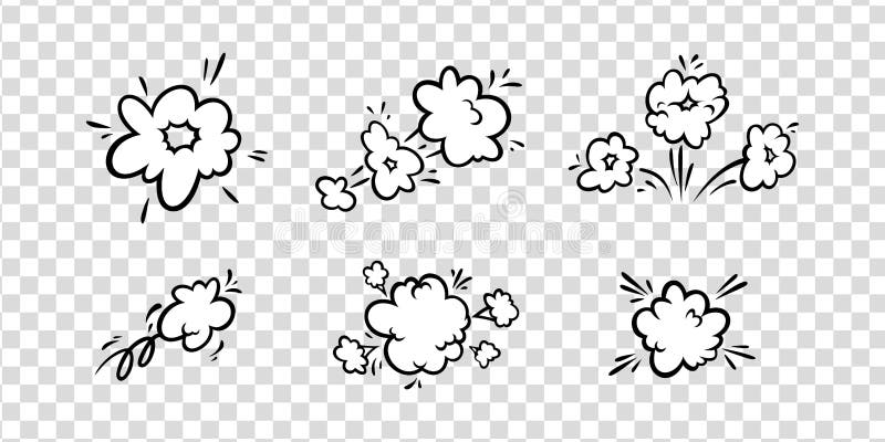 Comic Boom Effect Clouds. Set of Explosion Bubbles and Smoke Stock ...