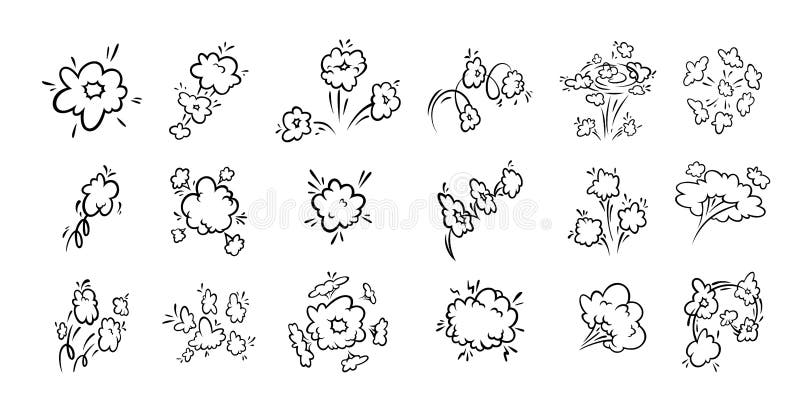 Comic Boom Effect Clouds. Set of Explosion Bubbles and Smoke Stock ...