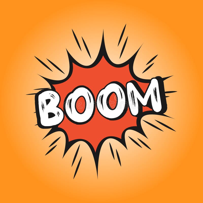 Comic Boom Explosion Effect, Vector Art with Vibrant Orange Background ...