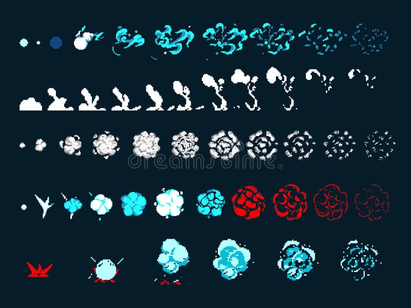 Comic Boom Flame Effects for Emotion. Blue and Red Flames Stock Vector ...
