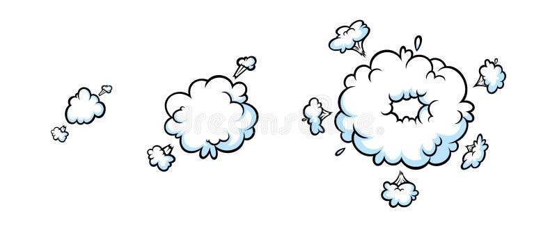 Comic Boom Smoke Effect. Row of Steam Clouds and Puff Shapes for ...