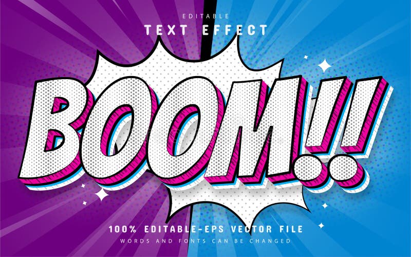 Comic Boom Text Effect Editable Stock Vector - Illustration of vector ...