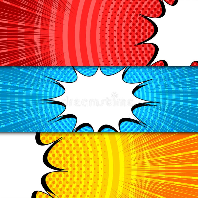 Comic Bright Horizontal Banners Stock Vector - Illustration of ...