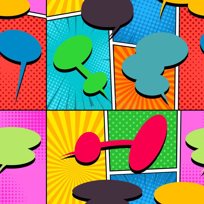 Comic Bright Seamless Pattern Stock Vector - Illustration of label ...