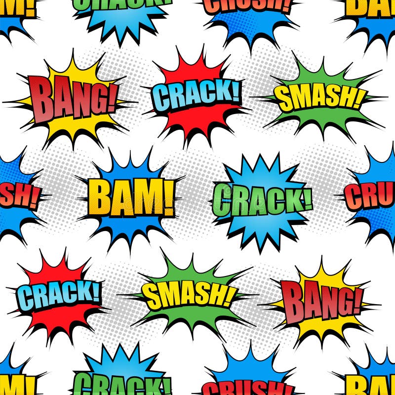 Comic Bright Seamless Pattern Stock Vector - Illustration of crack ...