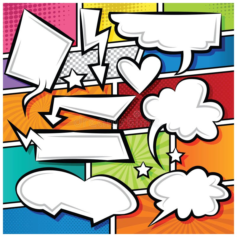 Comic Bubble Speech Balloons Speech Cartoon Vector Illustration Stock ...