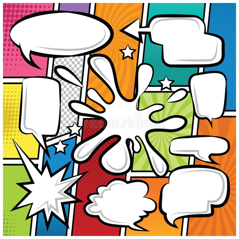 Comic Bubble Speech Balloons Speech Cartoon Vector Illustration Stock ...