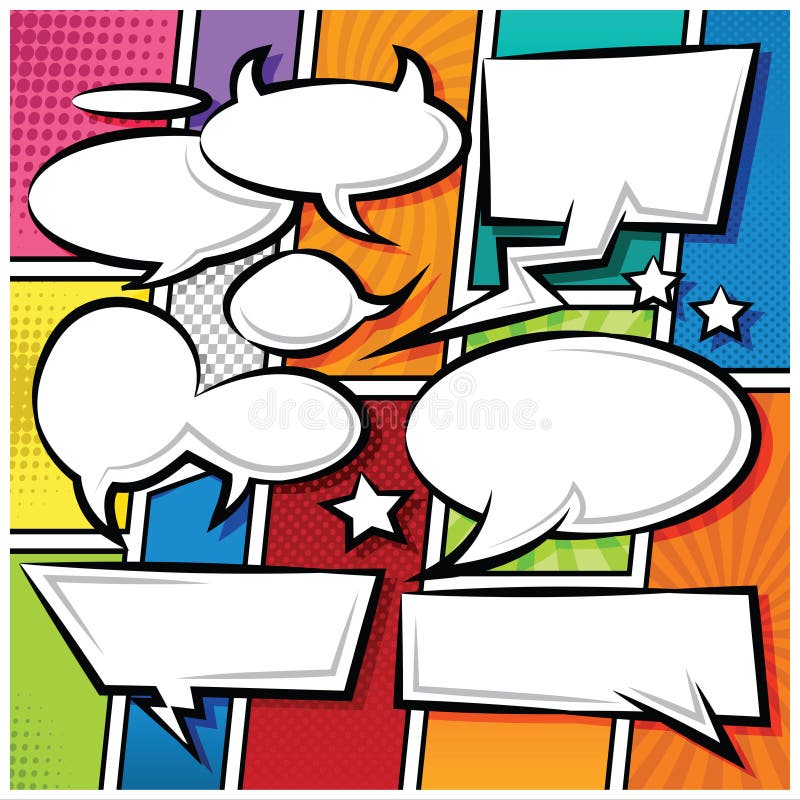 Comic Bubble Speech Balloons Speech Cartoon Vector Illustration Stock ...