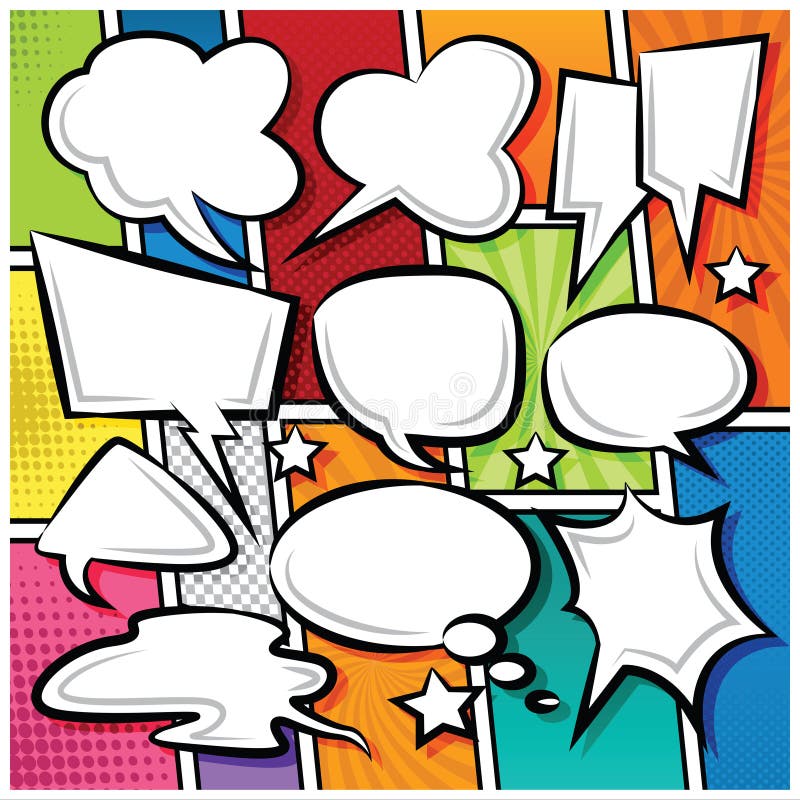 Comic Bubble Speech Balloons Speech Cartoon Vector Illustration Stock ...