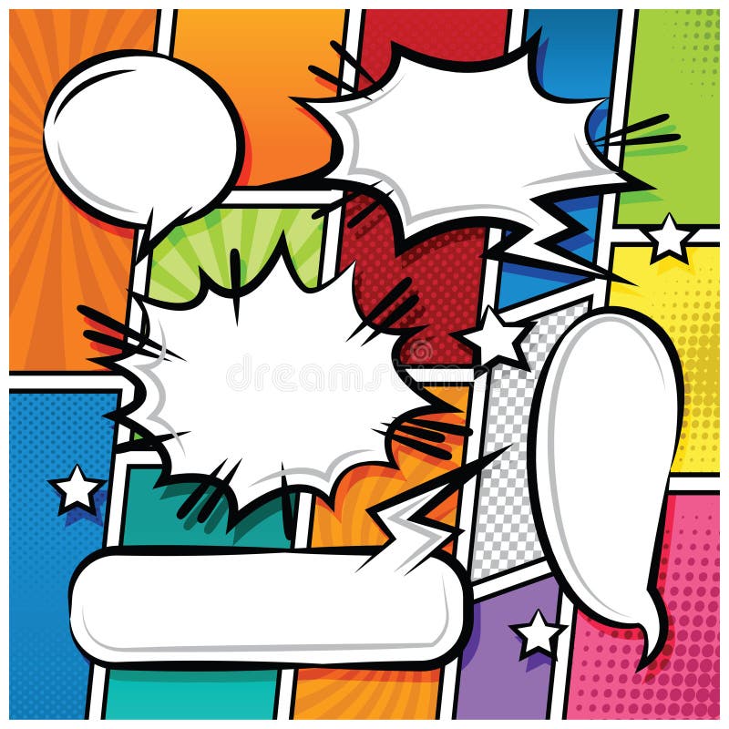 Comic Bubble Speech Balloons Speech Cartoon Vector Illustration Stock ...