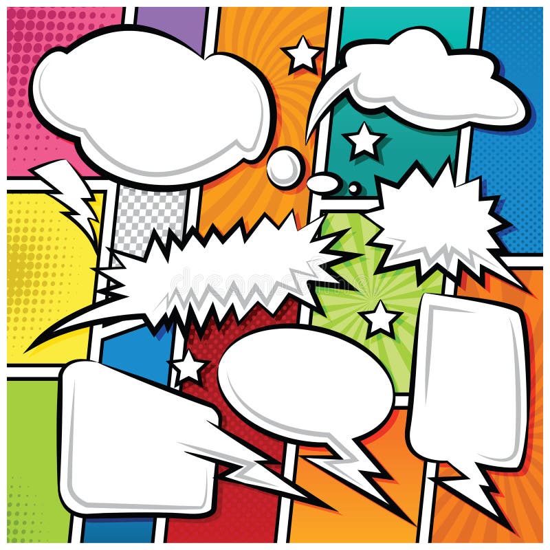 Comic Bubble Speech Balloons Speech Cartoon Vector Illustration Stock ...