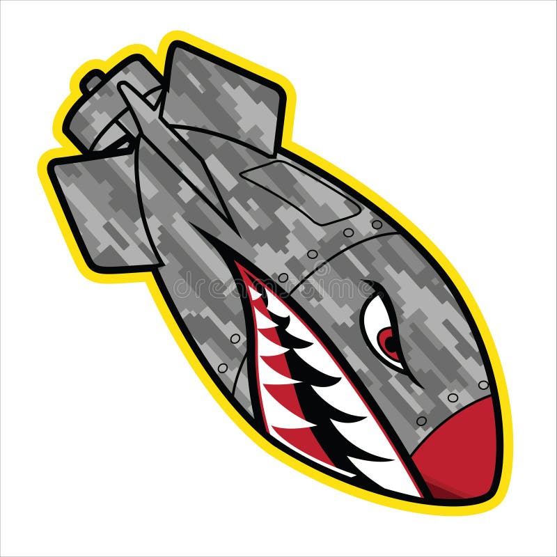 Air Bomb Flying Tiger Shark Mouth Sticker Vinyl Camo Vector ...
