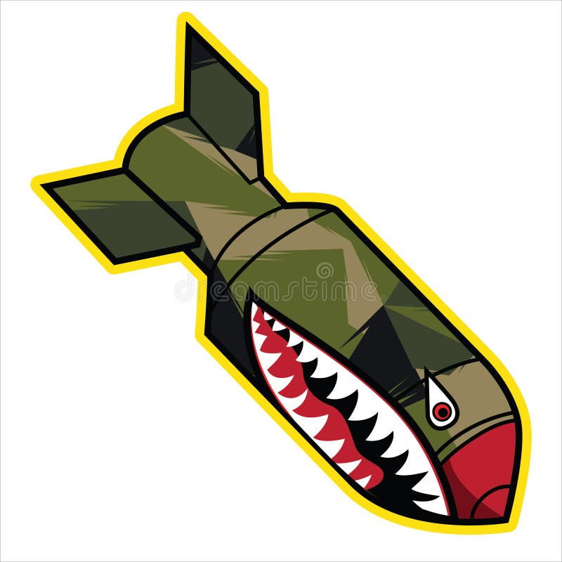 Air Bomb Flying Tiger Shark Mouth Sticker Vinyl Camo Vector ...