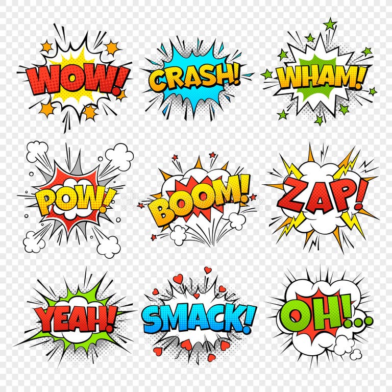Comic Bubbles. Funny Comics Words in Speech Bubble Frames. Wow Oops ...